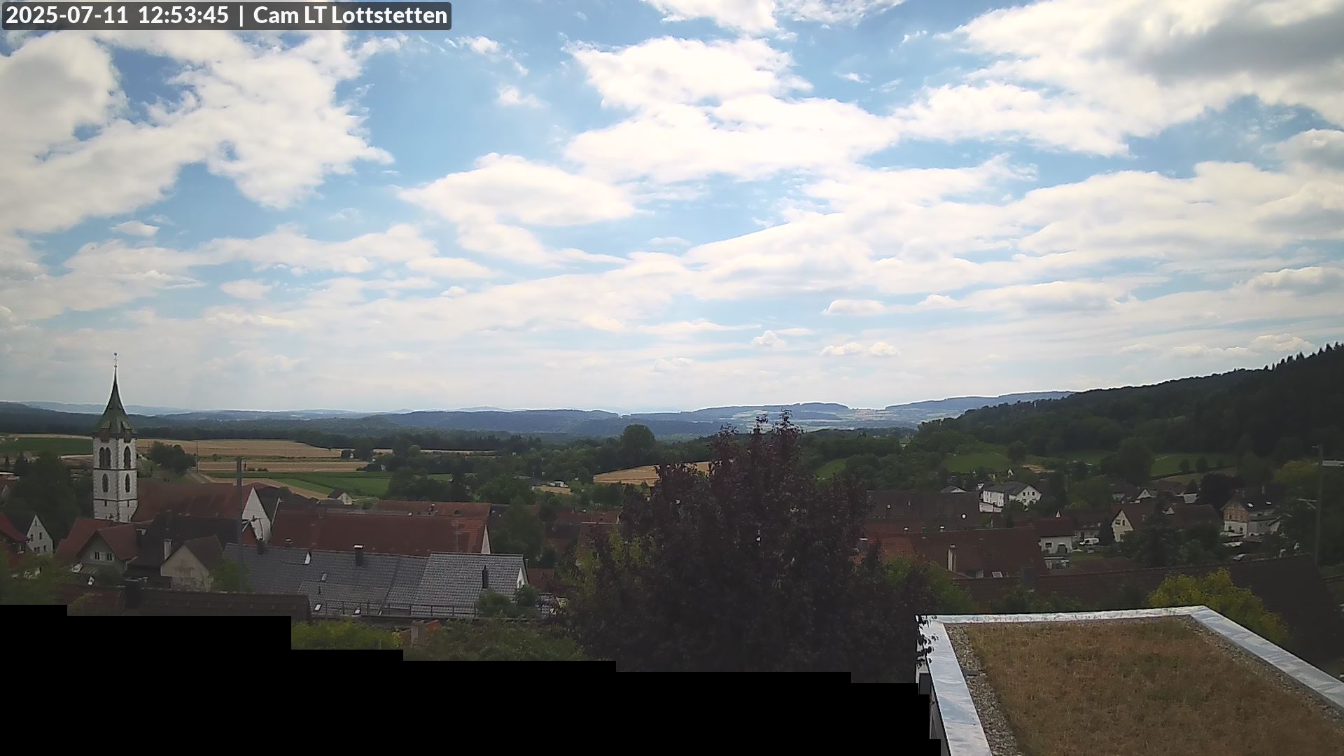 Webcam Lottstetten: View over Lottstetten towards the Alps
