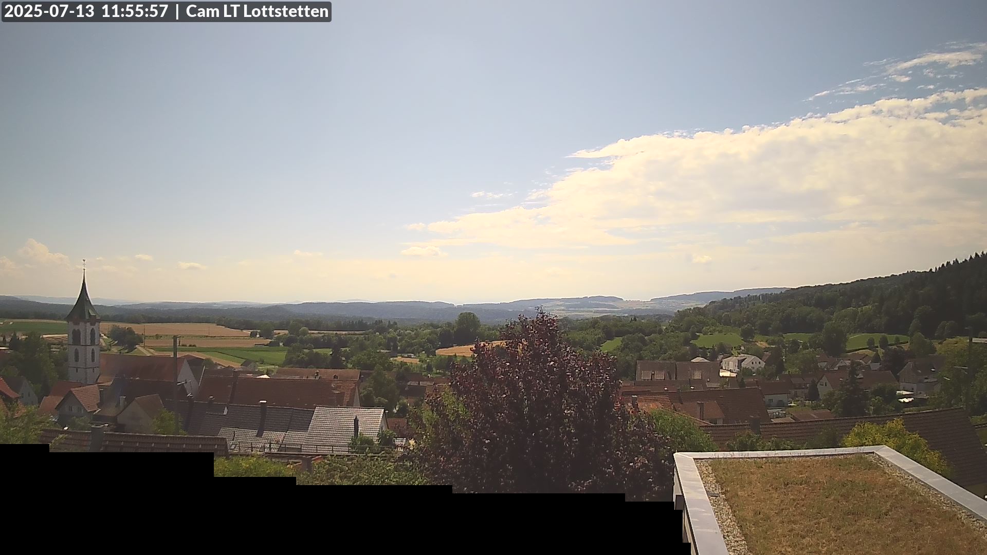 Webcam Lottstetten: View over Lottstetten towards the Alps